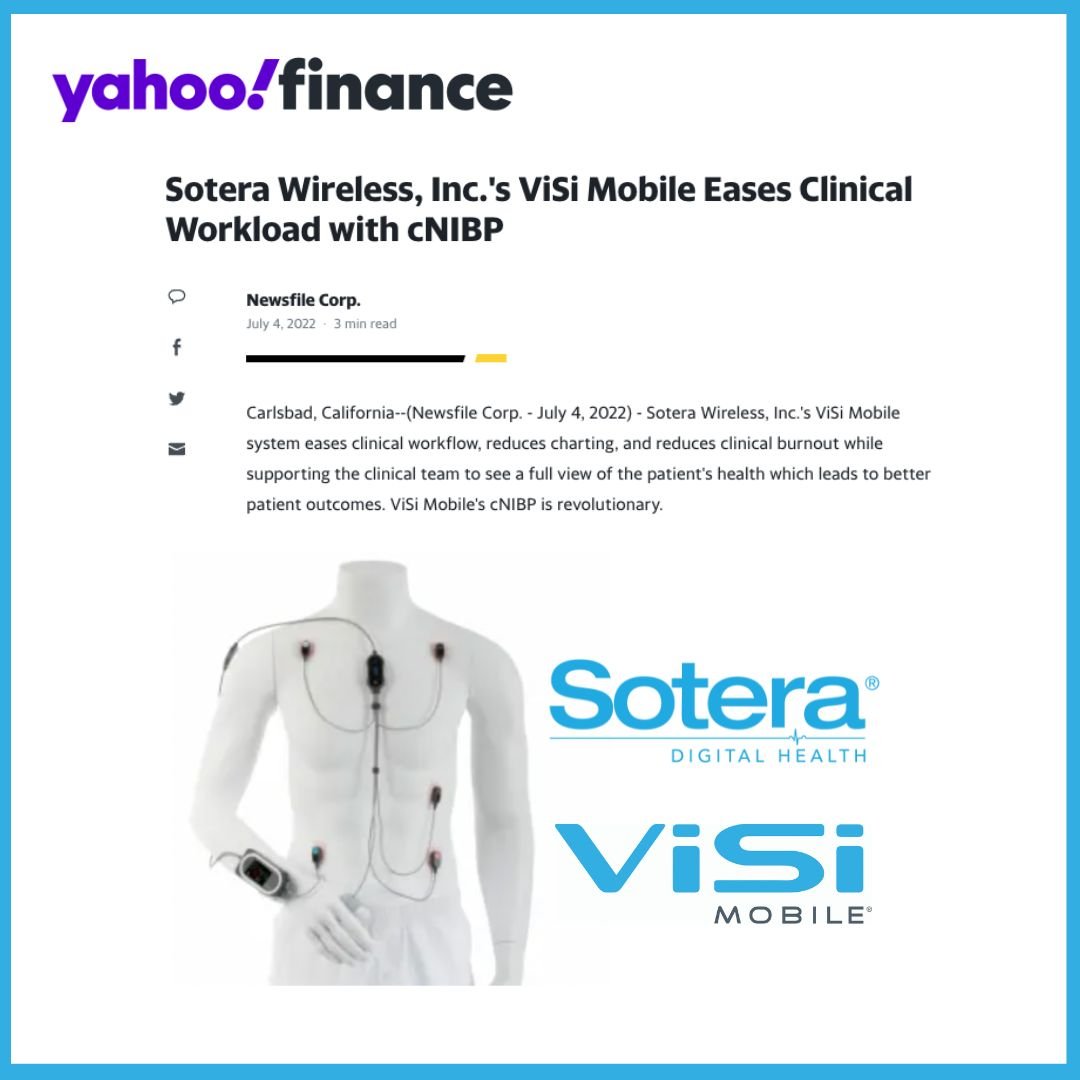 Sotera Wireless, Inc.'s ViSi Mobile Eases Clinical Workload with cNIBP